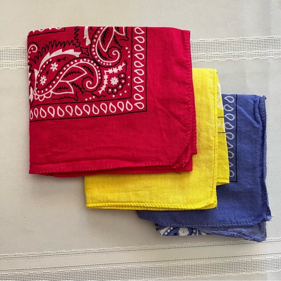 Accessories | 3 Colorful Bandanas Red Yellow Periwinkle | Poshmark